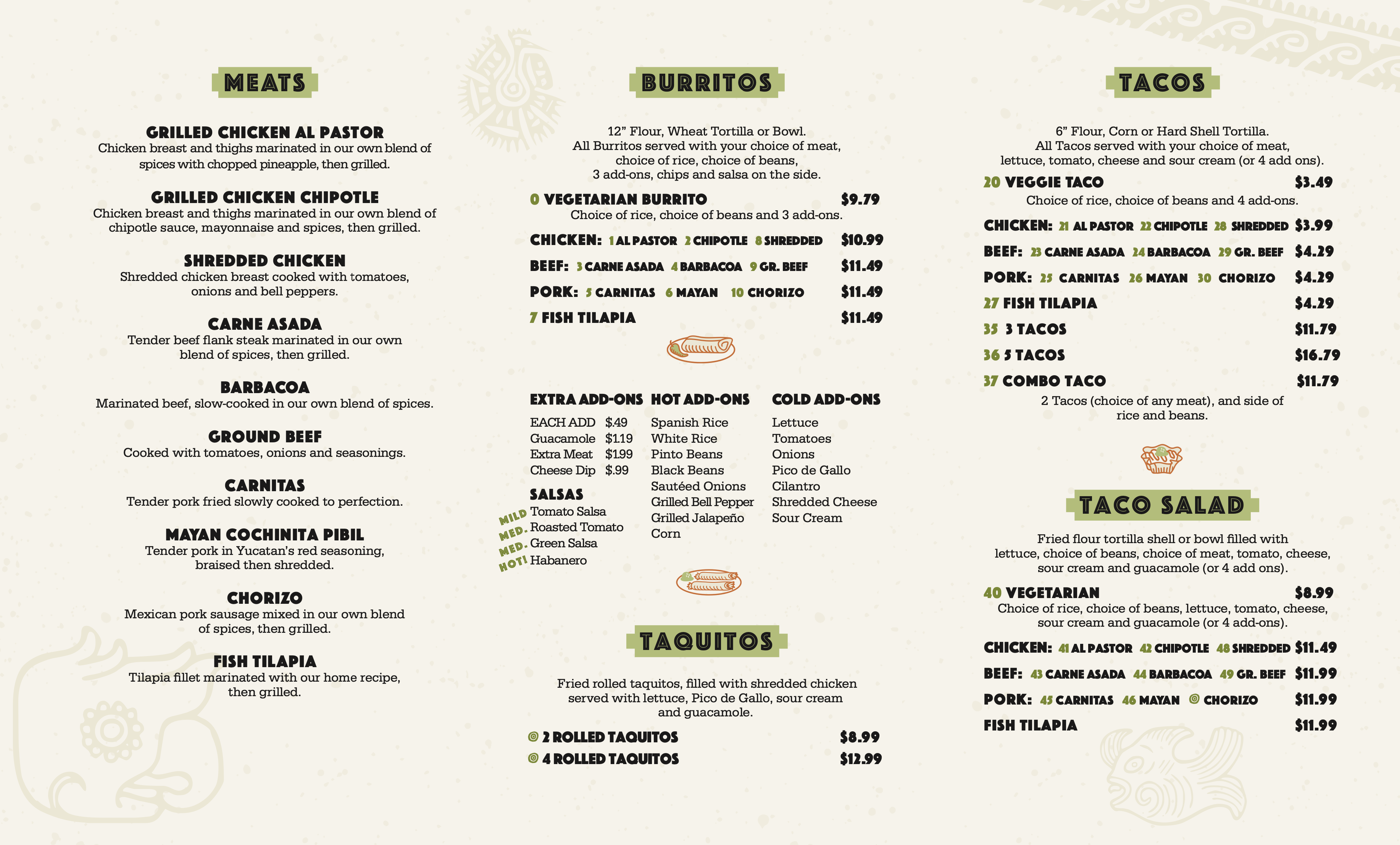 Taco Maya Mexican Grill & Restaurant | Menu | Tacos Burritos Quesadillas